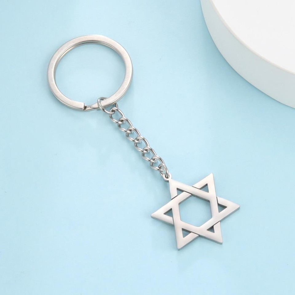 Star of David Keychain Israel Jewish Hexagram Amulet Keyring Jewelry ...