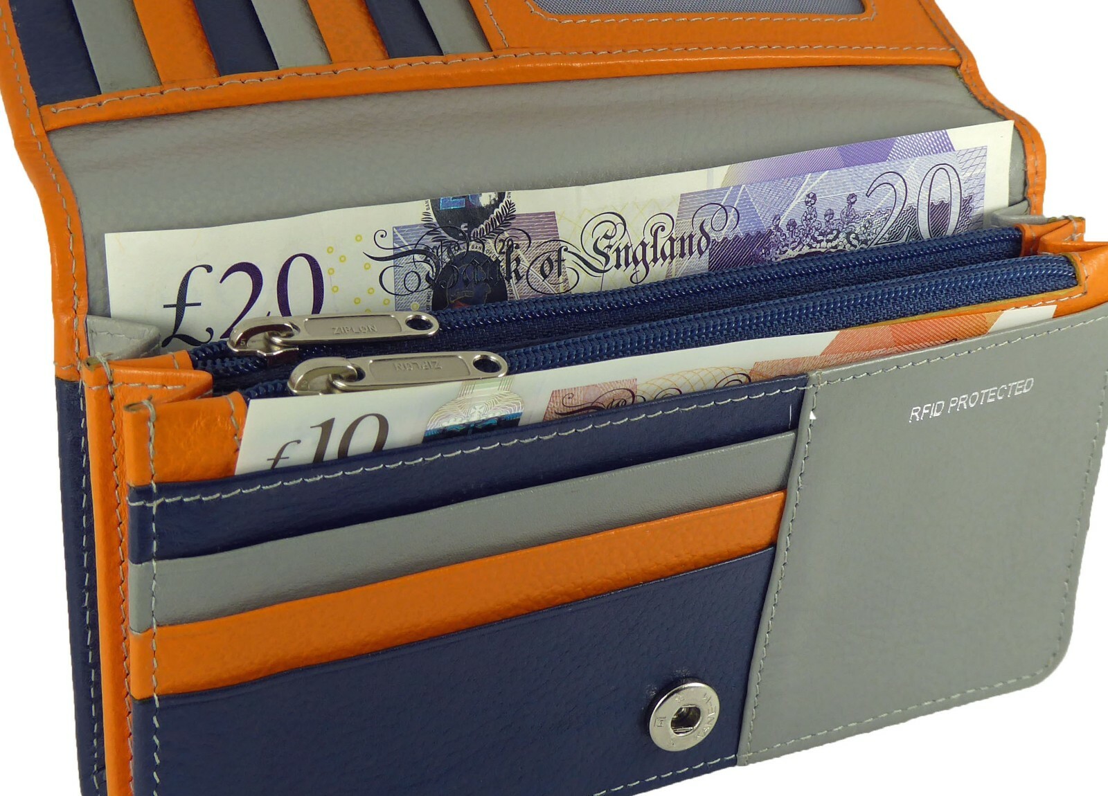 Ladies Flapover Matinee Leather Purse 14 cards, RFID, notes, coins ...