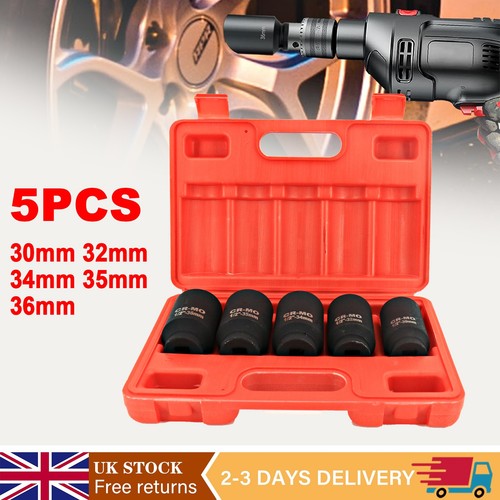 12 Point Axle Hub Nut IMPACT Socket Set 1/2" Thin Wall Drive Shaft ...