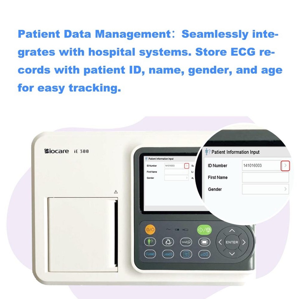 Biocare 12 lead ECG Machine Portable with Au-to Analysis Diagnosis ECG ...