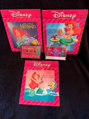 Vintage 1988 Disney Ariel Lot of 3 Read Along Book With Tape Little ...
