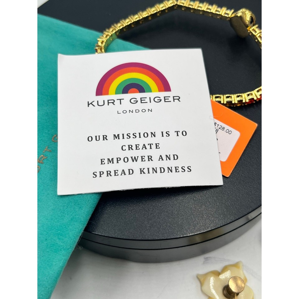 Kurt Geiger London Rainbow Crystal Tennis eagle head charm Bracelet New ...