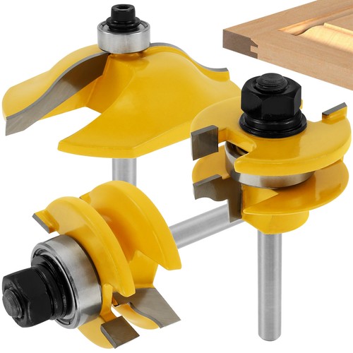 3Pcs 1/4 Inch Shank Router Bit Set Raised Panel Cabinet Door Frame ...