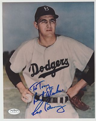 REX BARNEY BROOKLYN DODGERS SIGNED 8X10 COLOR PHOTO INSCRIBED JSA ...