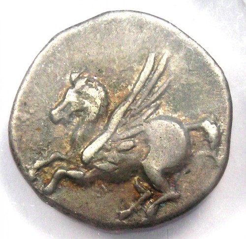 Greek Corinth AR Drachm Pegasus & Athena Silver Coin 350 BC - NGC ...