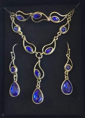 Unique 3 pce Jewellery set - Gold with Blue stones | eBay Australia