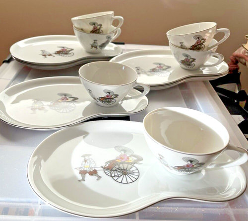 ARITA China, Set Of 6, Japan Rickshaw tea cup and snack trays ...