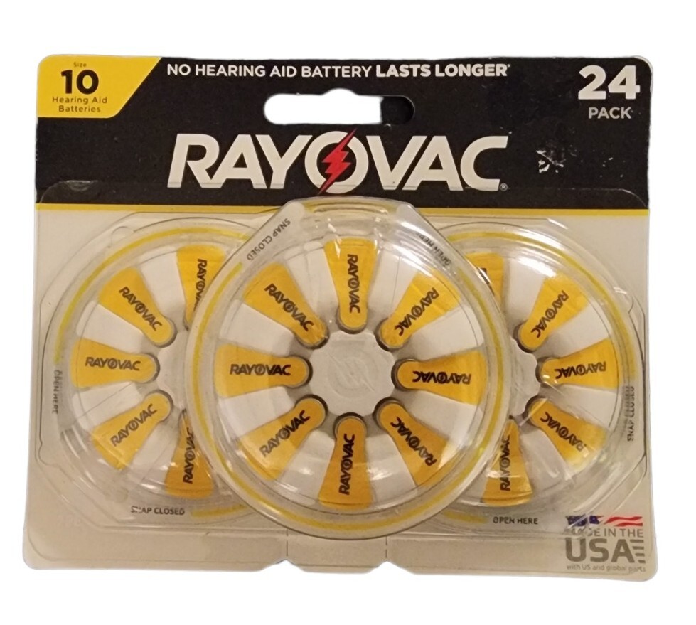 Rayovac Hearing Aid Batteries Size 10 Button Cell New 24 pack 1.45v NOS ...