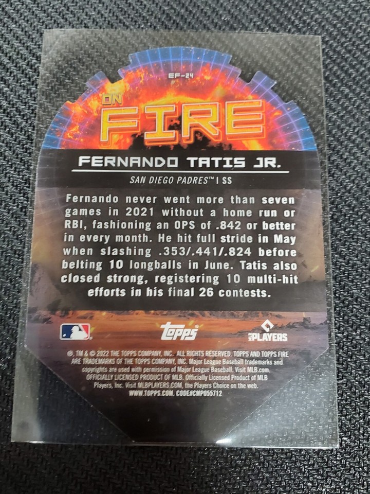 2022 Topps Fire Gold Minted On Fire Die Cut Fernando Tatis Jr #EF-24 ...