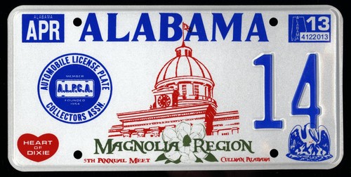 ALPCA Souvenir License Plate from 2013 Magnolia Region ALABAMA 14 ...