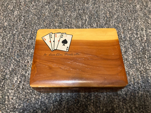 Wooden 2 Deck Playing Card Box Holder! St. Louis (Des Peres) Mo! | eBay
