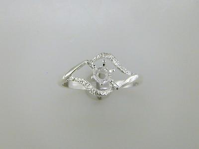 Round Textured Semi Swirl Solitaire Ring Setting Sterling Silver | eBay