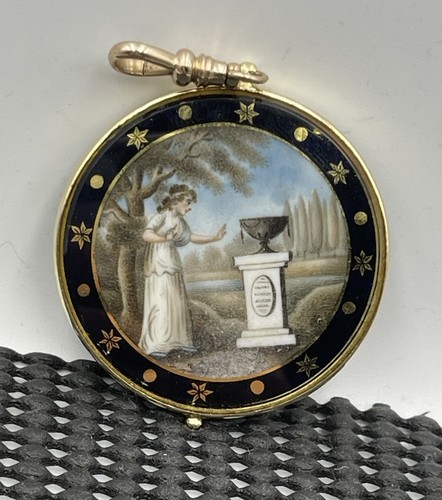Antique Victorian 14k Gold Hand Painted Mourning Portrait Monument ...