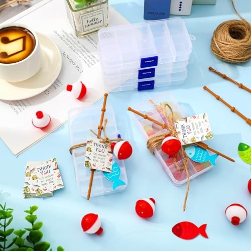 28 Sets Fishing Party Favors Mini Tackle Boxes with Red White Floaters ...