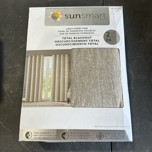 SunSmart Total Blackout Reduces Noise Curtains 2 Panels 52" x 84" Brown ...