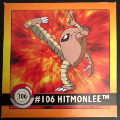 Pokemon Card HITMONLEE / KICKLEE #106 English Card Artbox 1999 STICKER ...