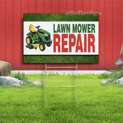 LAWN MOWER REPAIR Business Advertising Yard Sign Single-Sided with ...