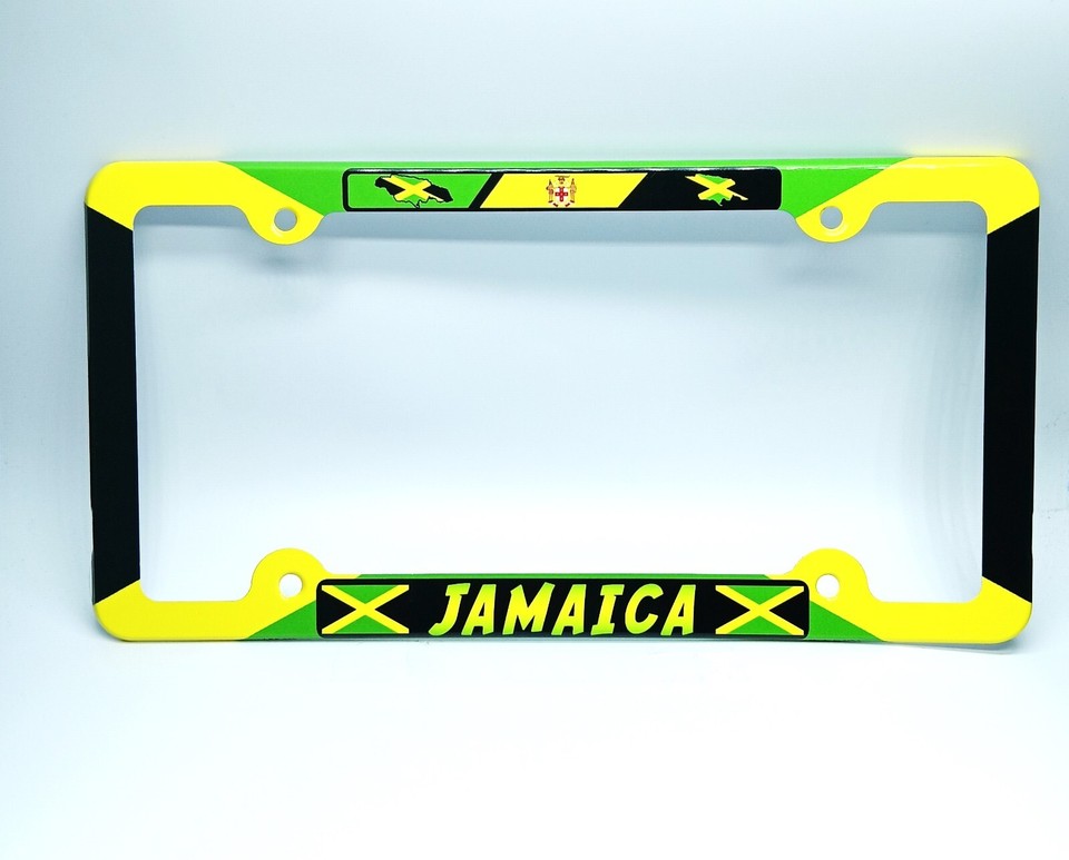 JAMAICA JAMAICAN FLAG ALUMINUM CAR LICENSE PLATE FRAME FLAG OF JAMAICA ...