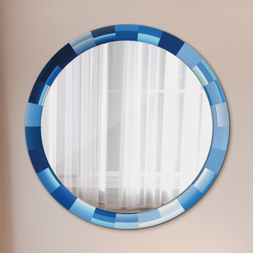 Printed Frame Wall Mirror with Glass Frame Ready to Hang blue abstract ...