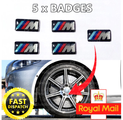 5 X M SPORT PERFORMANCE ALLOY WHEEL BADGE STICKER EMBLEM DECAL BMW 17MM ...