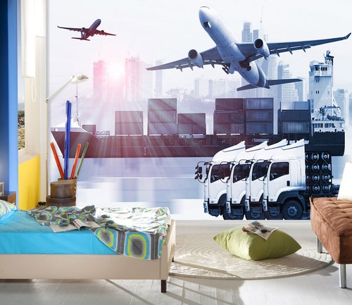 3D Airplane Truck G1260 Transport Wallpaper Mural Self-adhesive ...