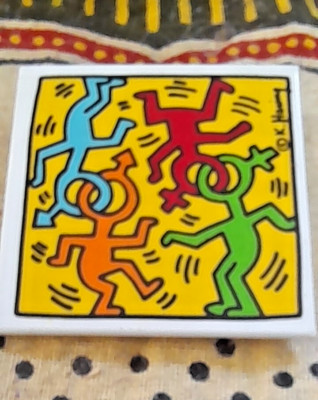 RARE Keith Haring GAY Pride Square Pinback BUTTON 1980s LGBTQ ART NYC ...