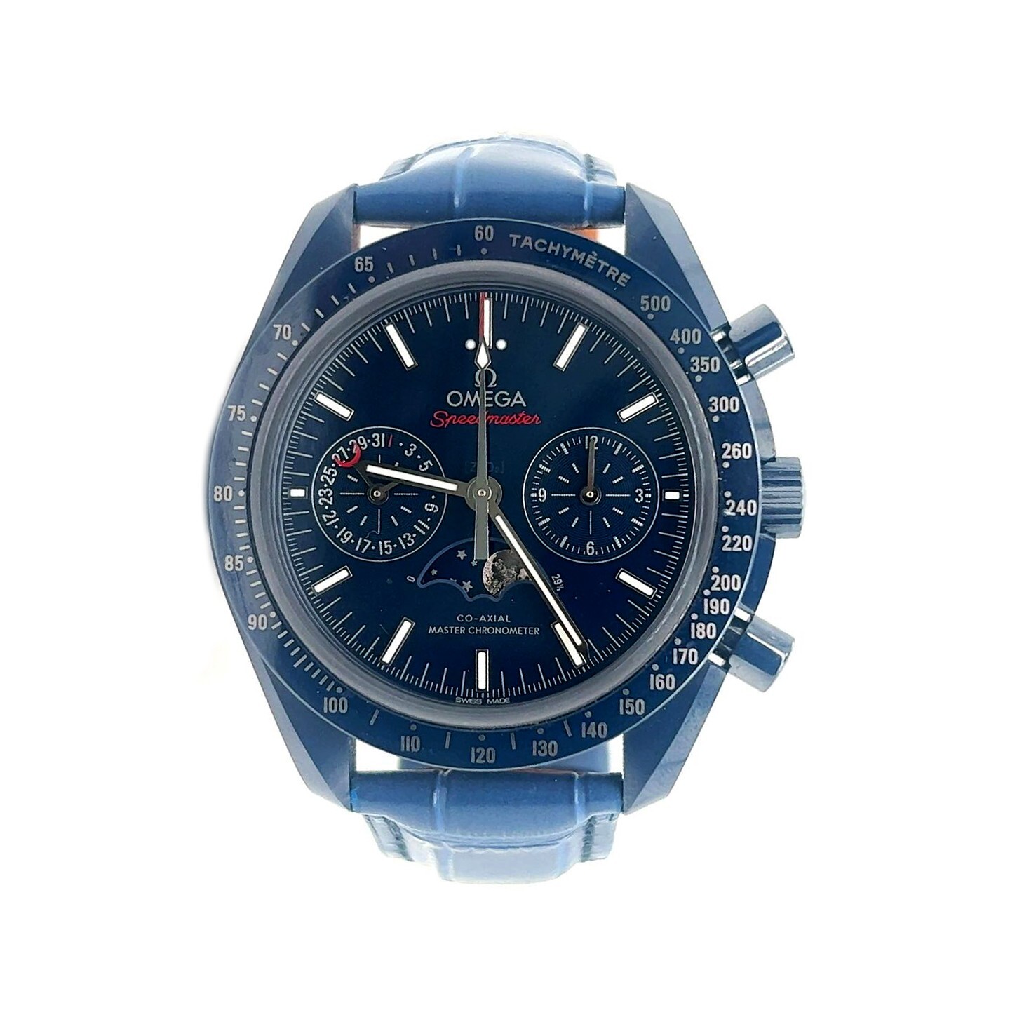 Omega Ceramic Blue Side Moon Co-Axial Master Moonphase Watch Box and ...