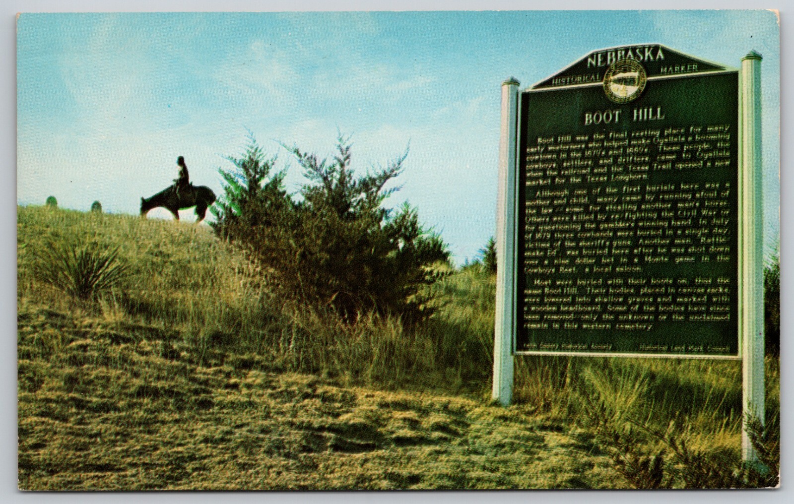 Nebraska Boot Hill Road Sign Historical Marker - Ogallala NE - Postcard ...