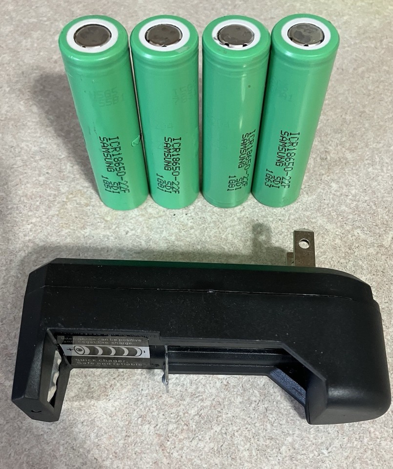 (4x) Samsung ICR18650-22F Lithium Ion Batteries 3.6v 2200mAh 4.2A w ...
