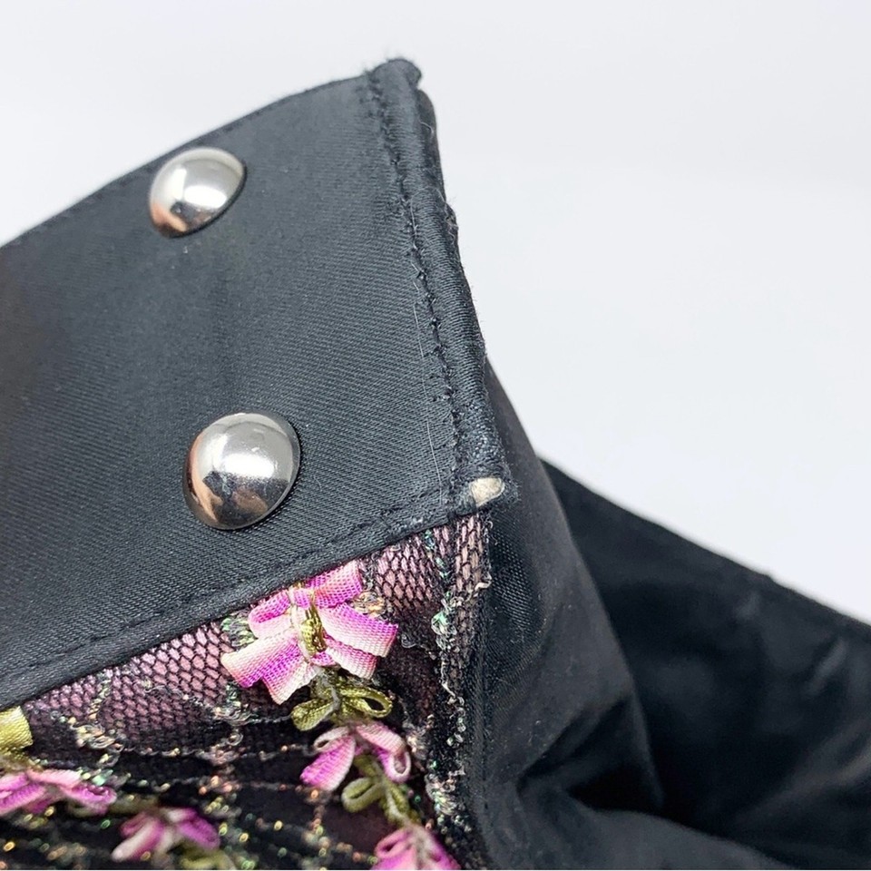 Betsey Johnson Vintage Corset Bag Y2K 00s Floral Mesh Overlay Lace Up ...