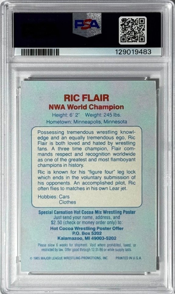 Ric Flair (HOF) 1986 Carnation Major League Wrestling PSA 6 (EX-MT ...