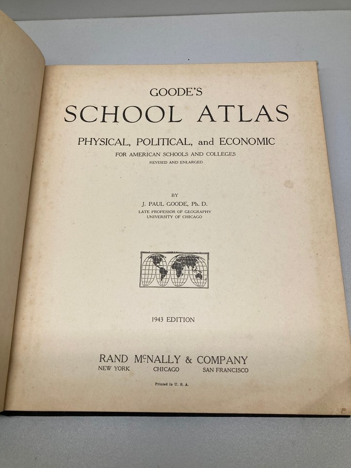 Goode's School Atlas J. Paul Goode 1943 Edition Rand McNally Geography ...