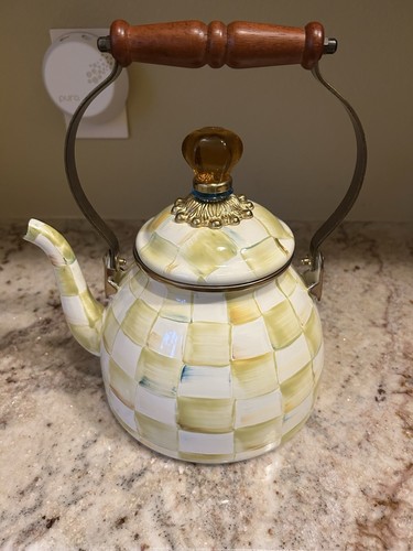McKenzie Childs Parchment Check Teapot | eBay
