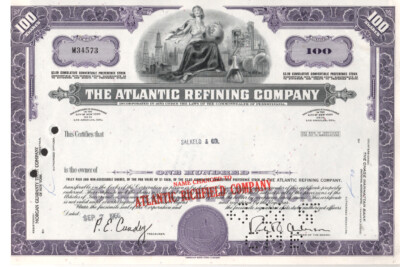 The Atlantic Refining Co - Original Stock Certificate - 1966 - M34573 ...