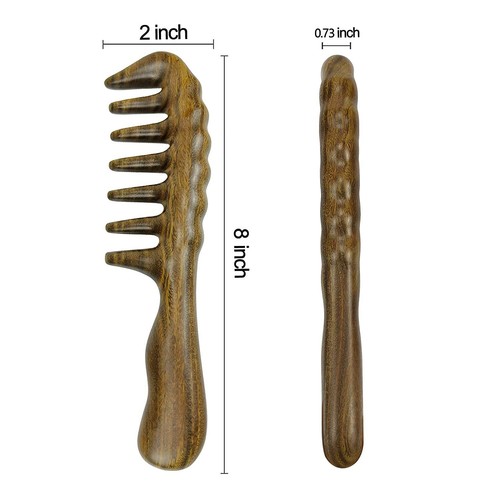 Wide Tooth Comb Head Scalp Massage Comb Green Sandalwood Wood Hair Comb ...