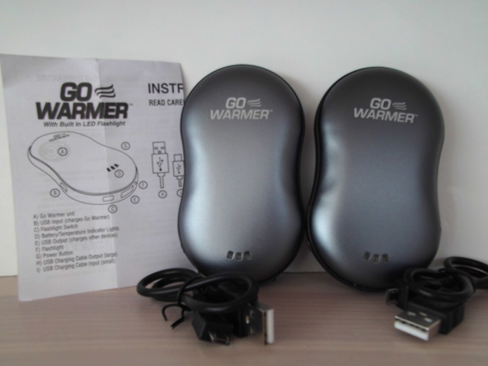 Go Warmer Rechargeable Hand Warmer Power Bank with Flashlight - 2 Pack ...