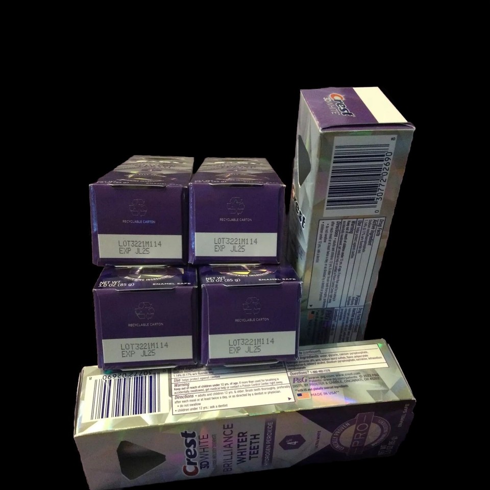 Lot Crest 3D White Brilliance Pro Ultra Toothpaste Hydrogen Peroxide ...