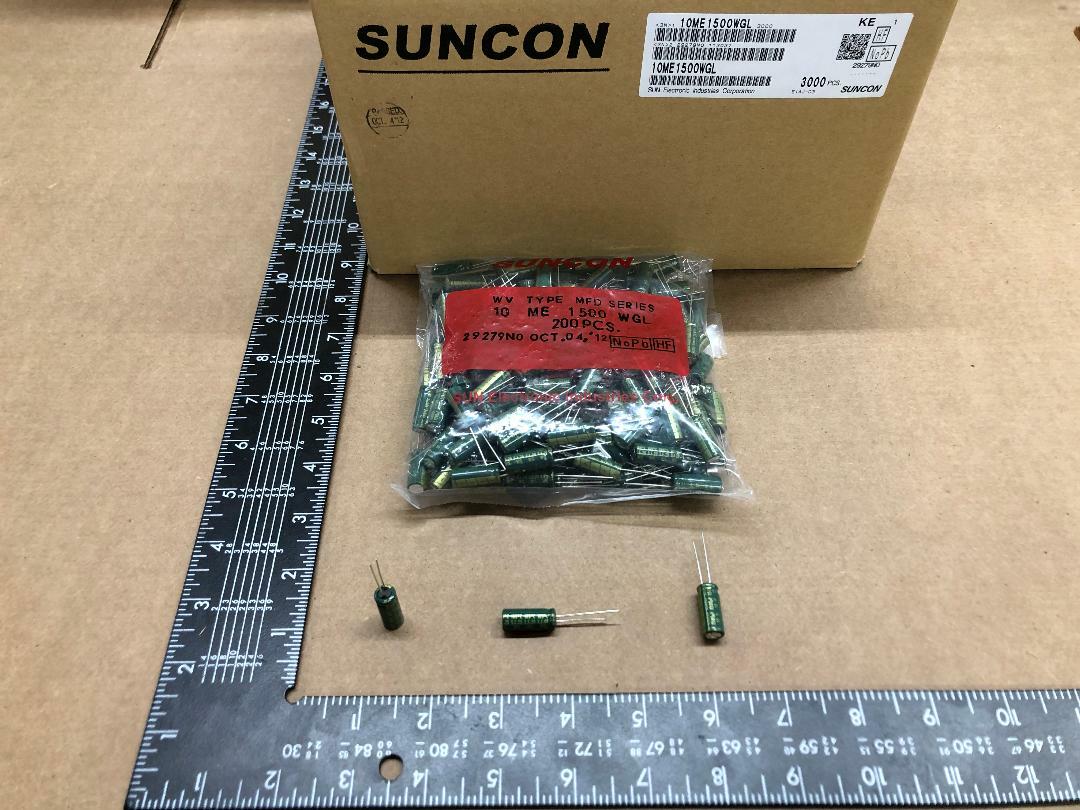 (50 pcs) 10ME1500WGL SUNCON, 1500uF 10V 105*c, Radial Electrolytic ...
