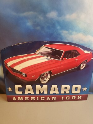 Chevy Camaro American Icon Tin Metal Sign Shop Garage Man Cave Racing ...