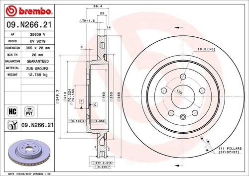 Rr Prem Brk Rotor Brembo 09.N266.21 | eBay