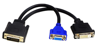 Wyse 10 Inch DVI-I to DVI-D and VGA Y Splitter Cable - Dual Monitor ...