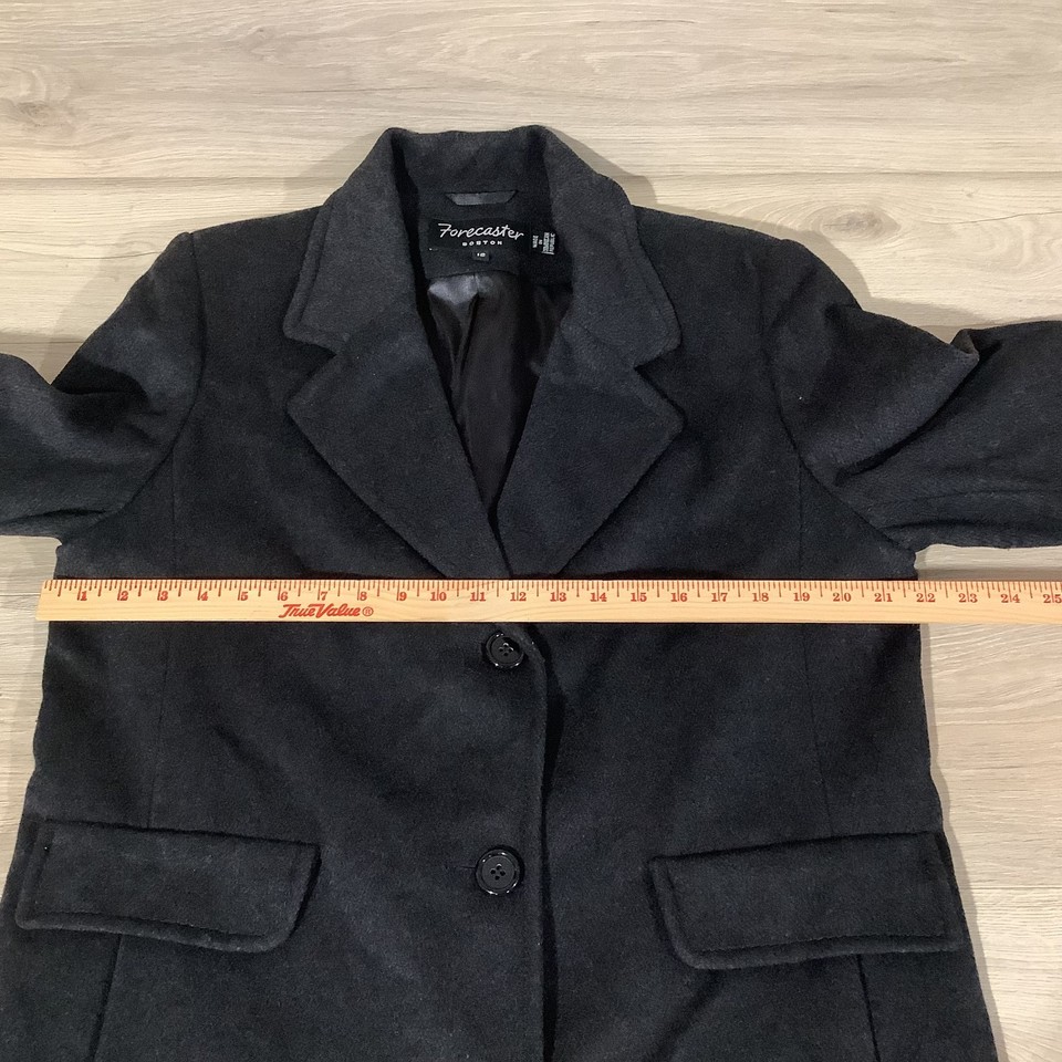 VTG FORECASTER OF BOSTON Trench Coat Overcoat Wool Blend Black Lined ...