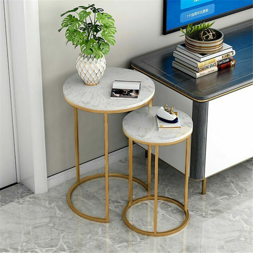 Modern Elegant Round /Square Marble Vein Side / Coffee Table Living ...