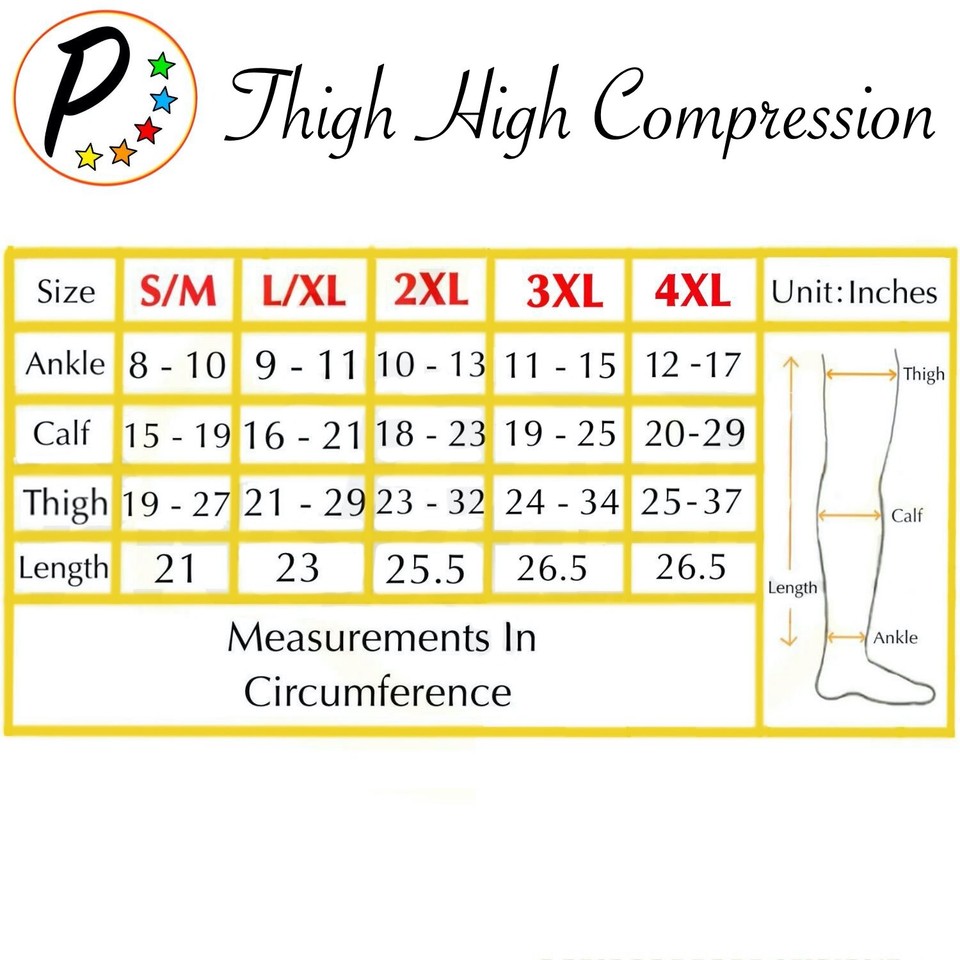 🔴 Presadee Closed Toe Thigh High 20-30 mmHg Firm Compression Leg Calf ...