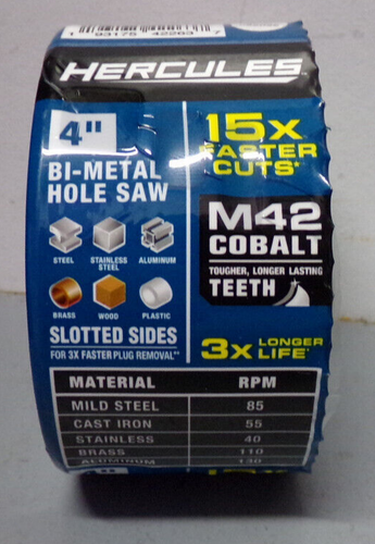 Hercules HA29-BM4 57815 4 in. Bi-Metal Hole Saw | eBay