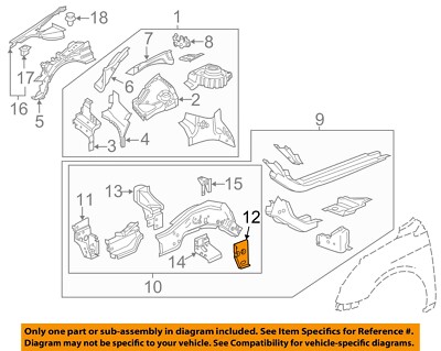 GM OEM 10-20 Impala Fender Structural Components Rails-Closure Panel ...