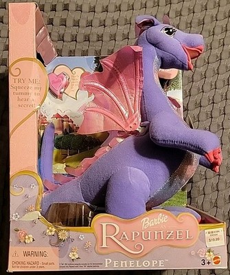 NEW Barbie As Rapunzel Penelope Dragon Plush w/Locket & Original Box ...