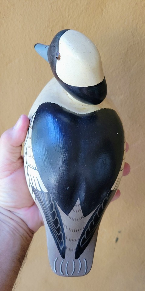 Vintage Quacker Box Male Wood Buffle Head Bufflehead Duck Decoy Glass ...