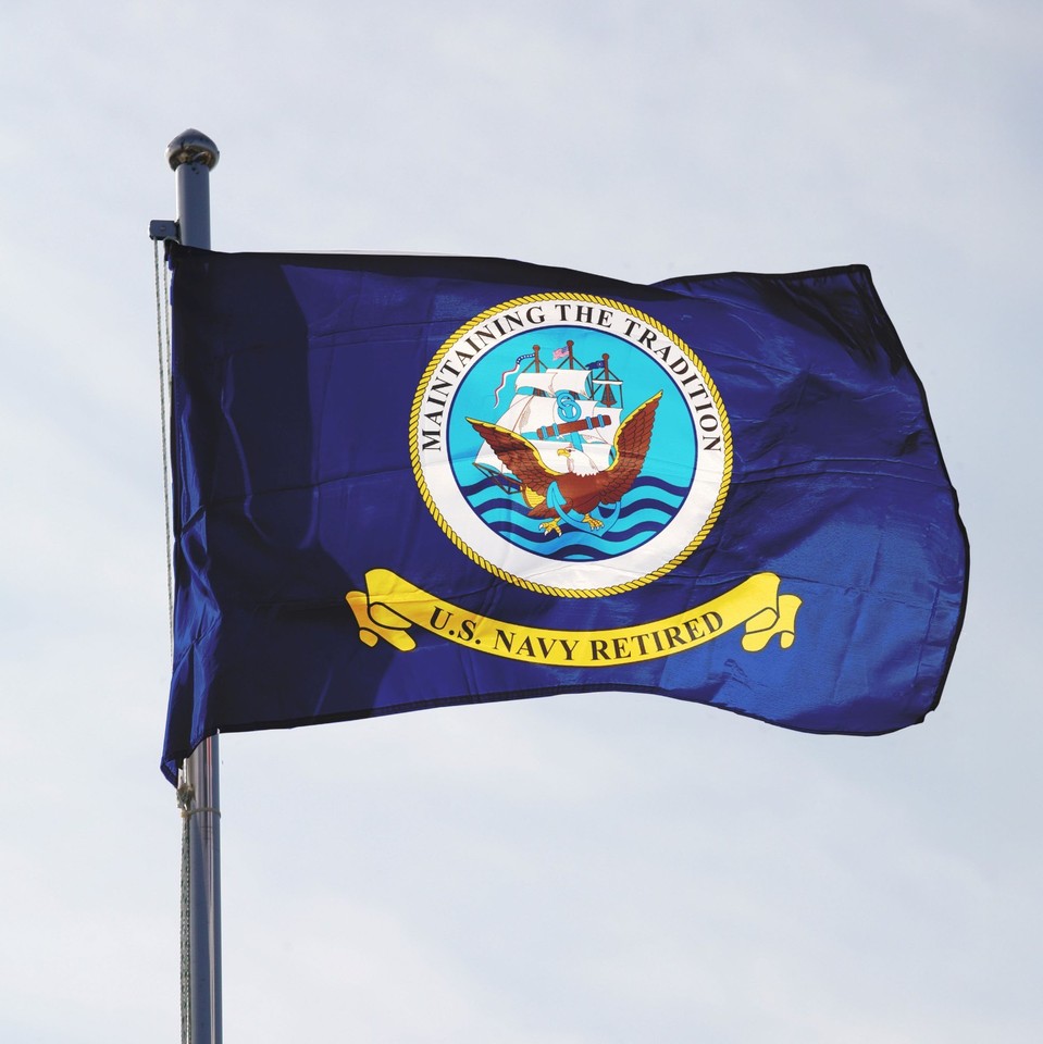 AGAS US Navy Retired Flag - USN Veteran Flag - Printed 200D Nylon - 2 ...