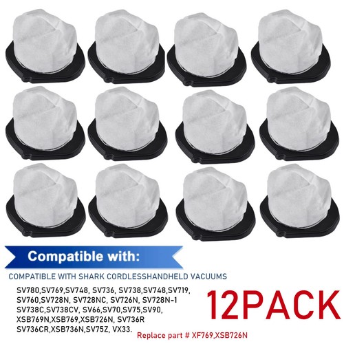 NEW 12 For Shark SV736 SV748 SV738 SV780 Dust Cup Filters Part XSB726N ...